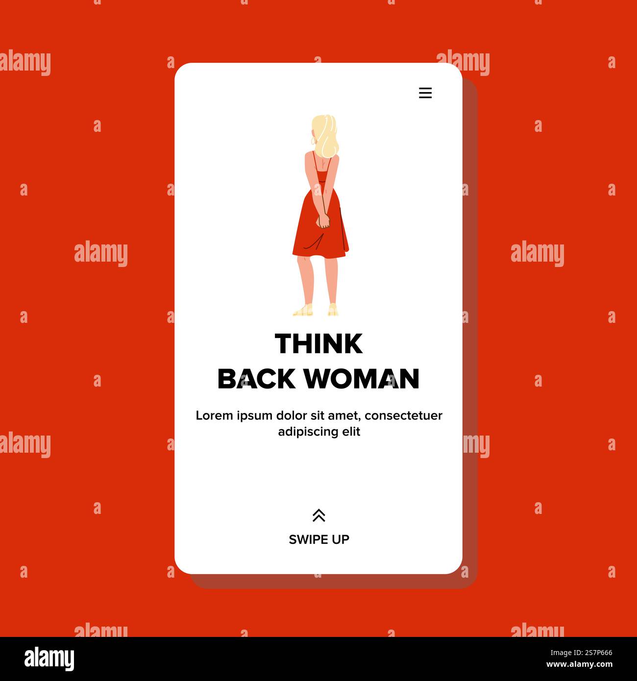 young think back woman vector. person beautiful, standing view, behind ...