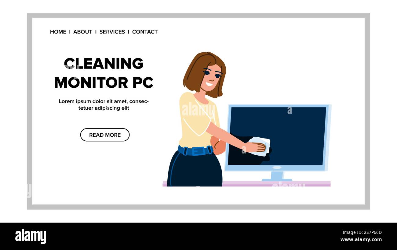 clean cleaning monitor pc vector. display laptop, desktop office, house ...