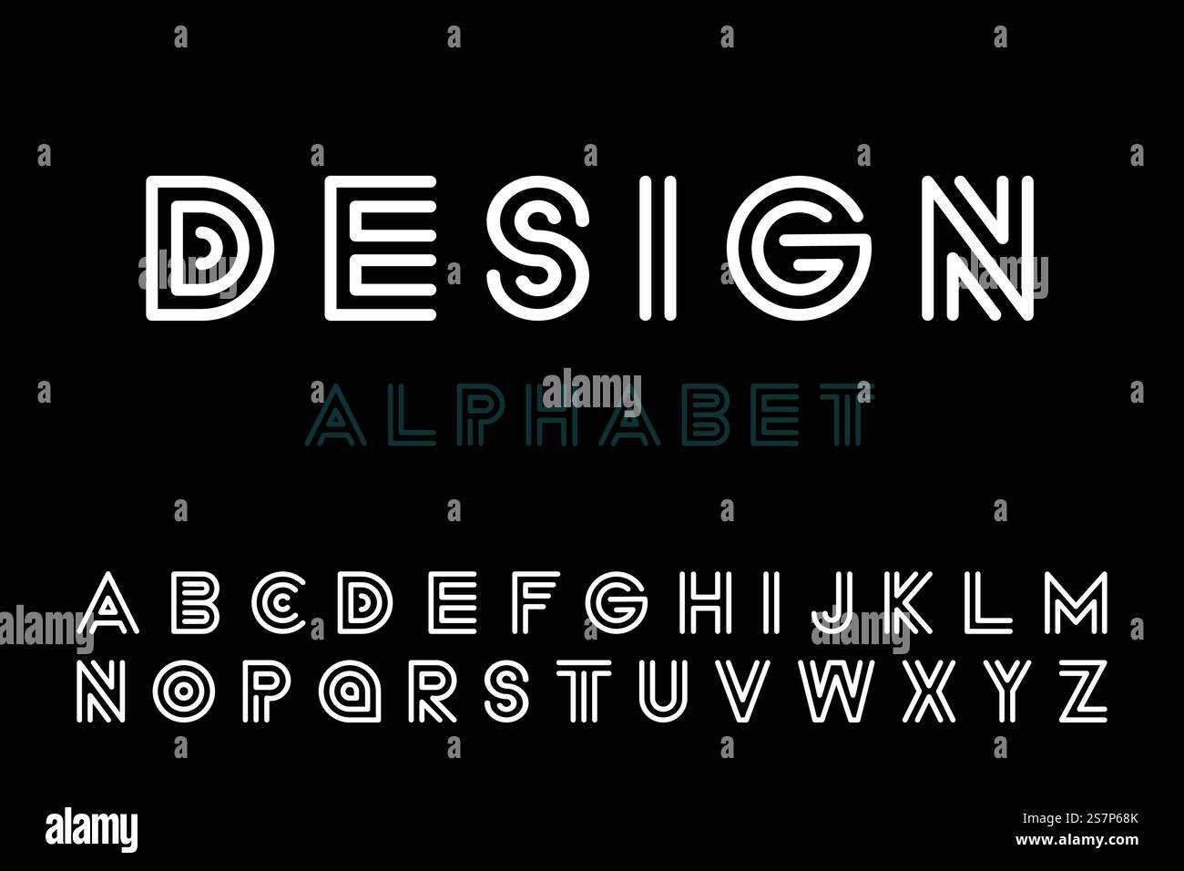 Modern designer striped font - vector minimalistic design. Trendy ...