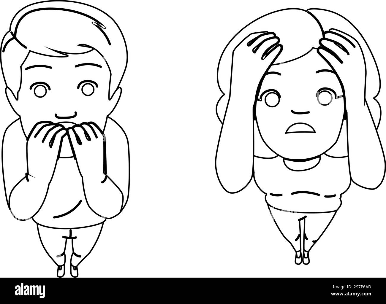 disorder fear attack vector. phobia panic, man woman, emotion sad ...