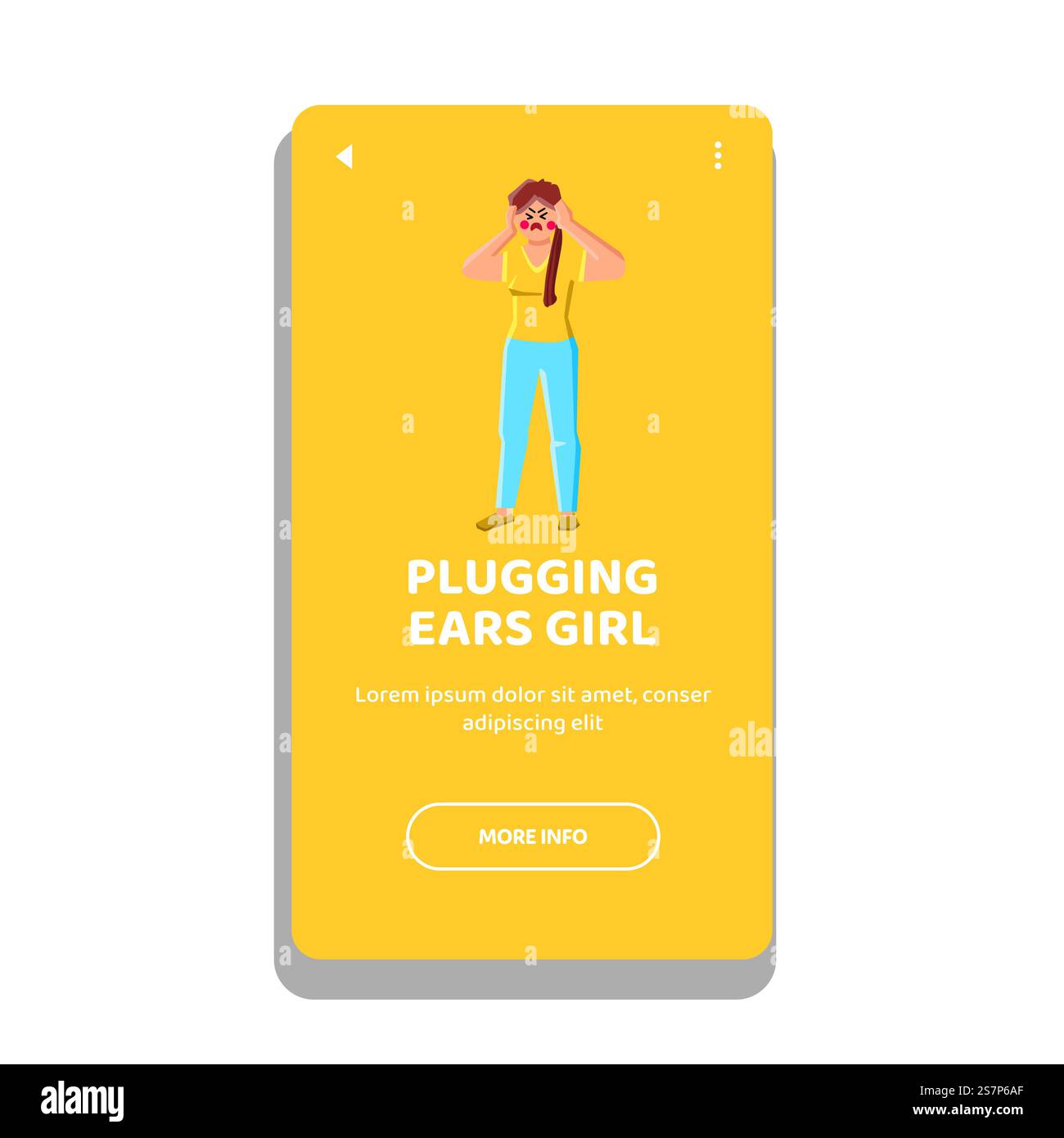 problem plugging ears girl vector. sad despair, lonely head, worried ...