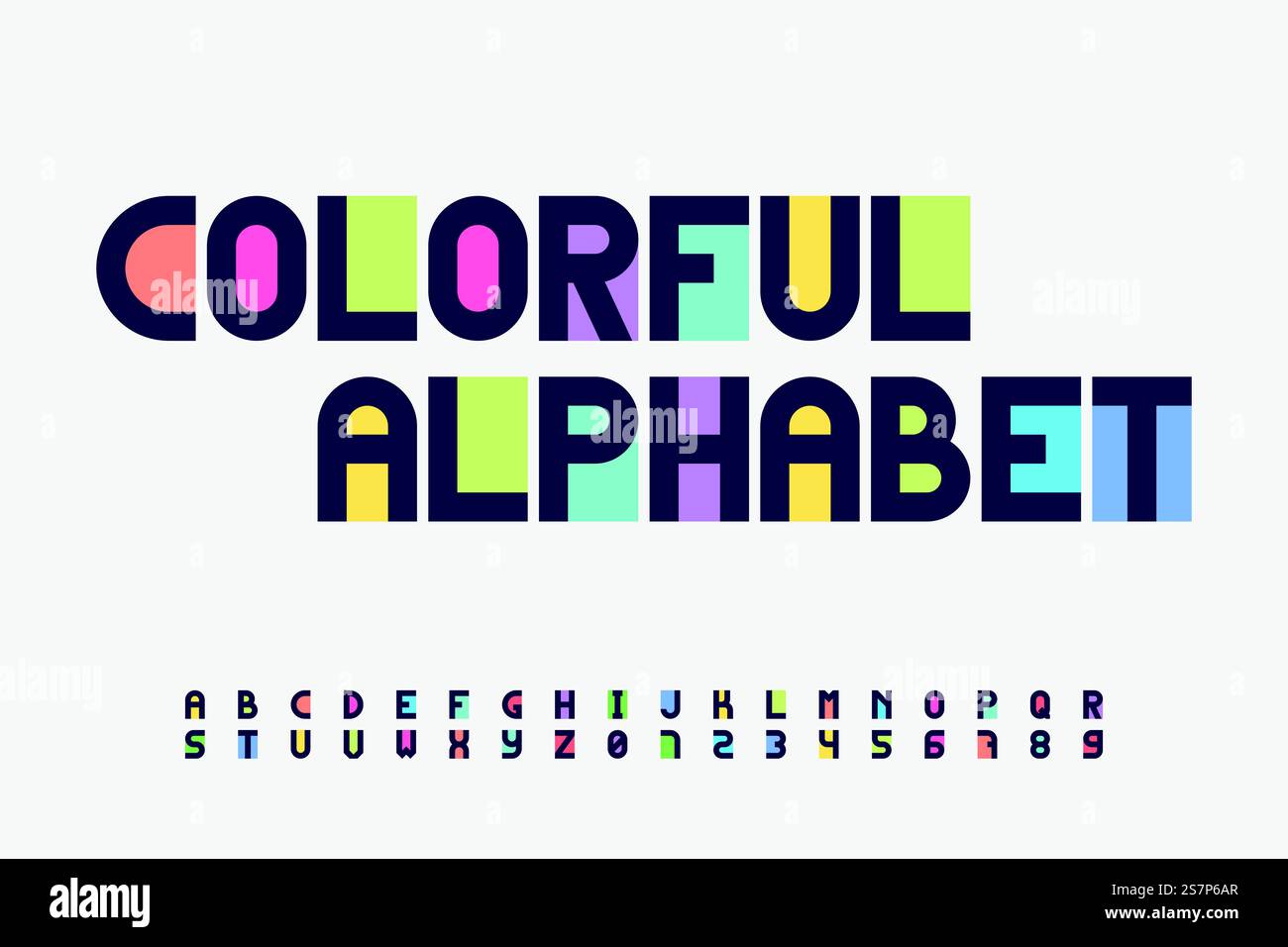 illustration of colorful modern flat design alphabet with digits isolated on white background ...