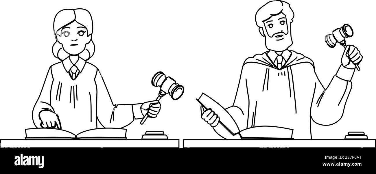 justice judge man woman vector. wo legal, gavel judgment, male verdict ...