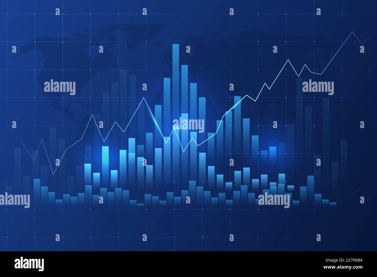 Glowing vector chart of investment financial data. Analysis indicators ...