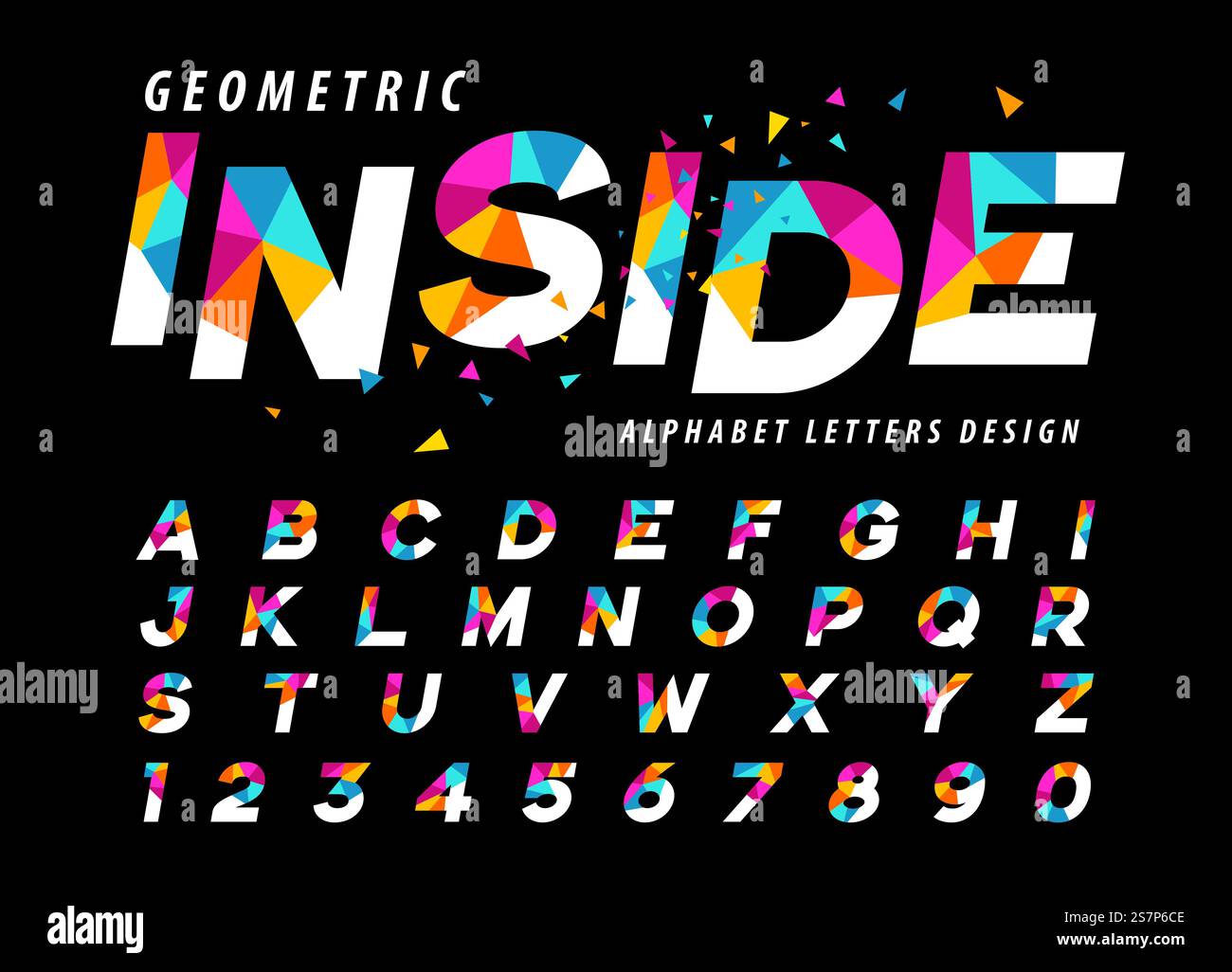Vector of Geometric Alphabet Letters and numbers, Modern Colorful ...