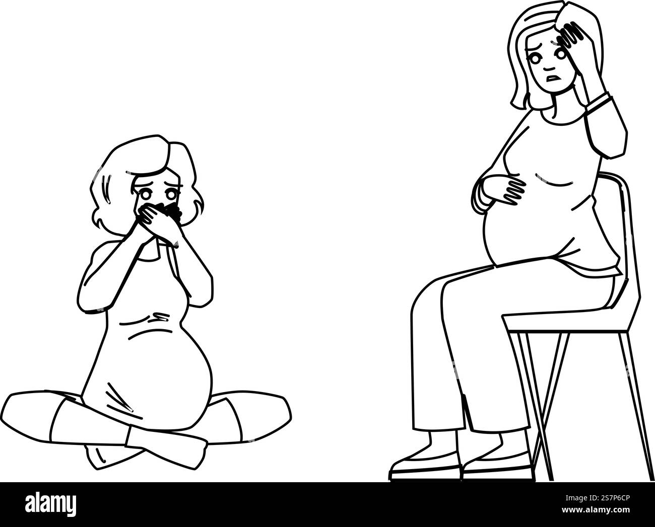 morning sickness vector. woman nausea, sick pregnancy, vomit women ...