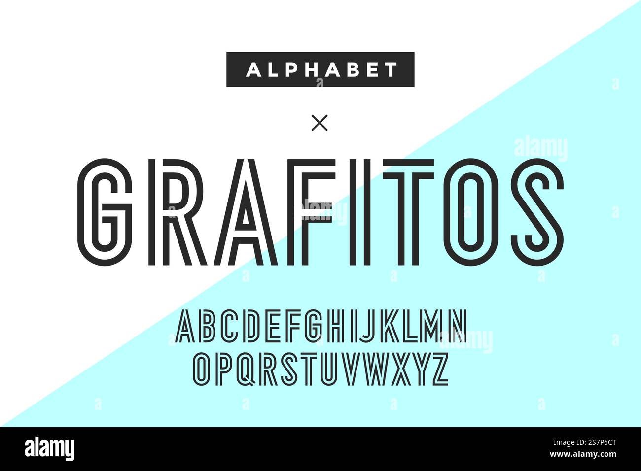 Line condensed alphabet and font. Double line uppercase outline letters ...