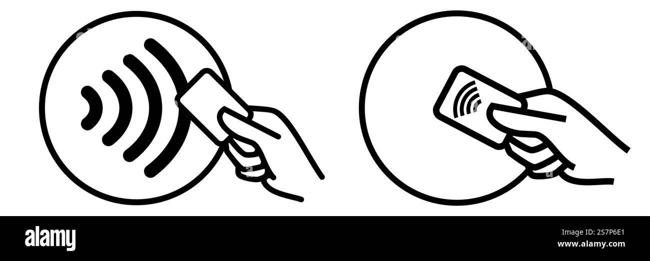 Payment icon, card nfc pay contactless or wireless rfid vector logo ...