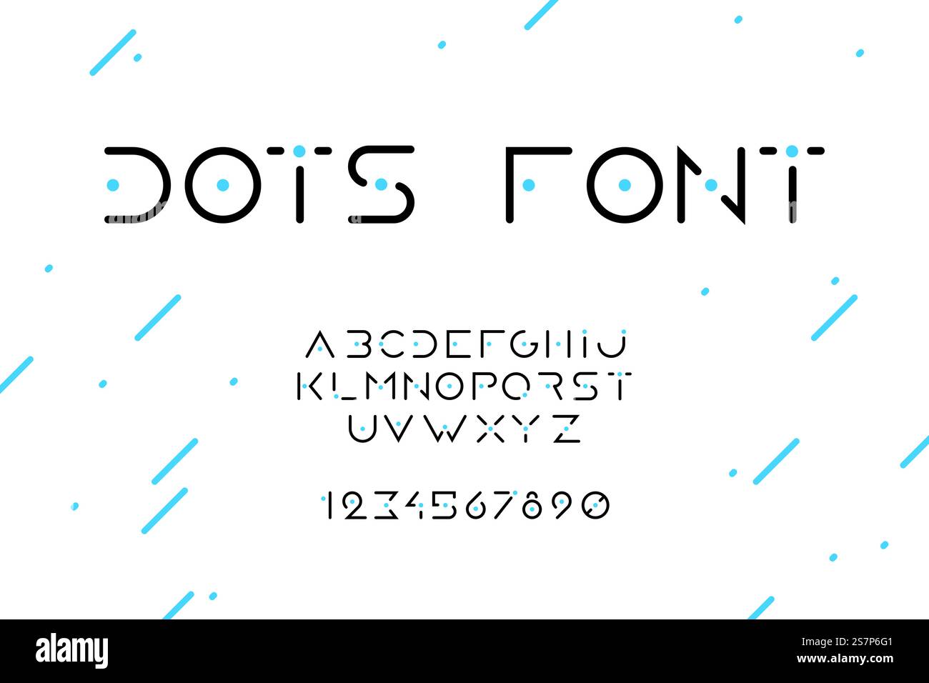 Dots font. Minimal line uppercase numbers and letters of English ...