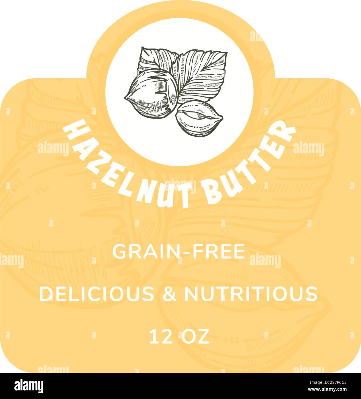 Delicious and nutritious healthy hazelnut butter. Isolated sticker with ...