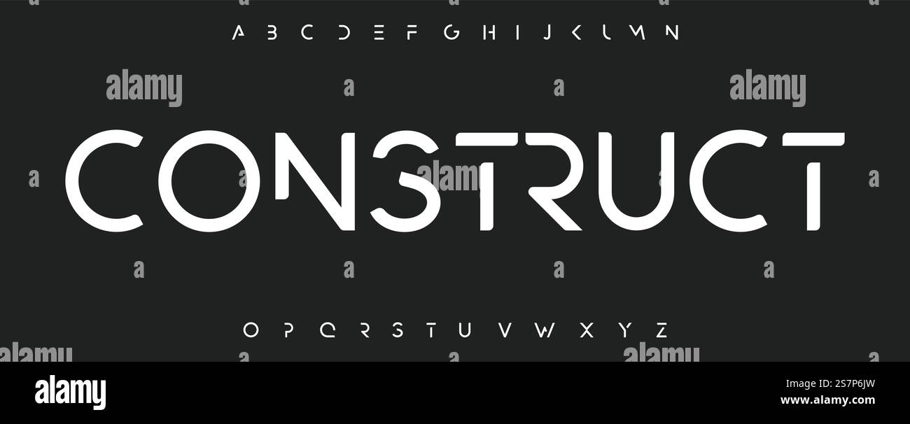 Futurism alphabet bevel font minimalistic letters for modern futuristm ...