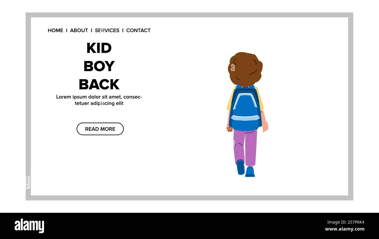 little kid boyy back vector. happy young, cute male, childhood one ...