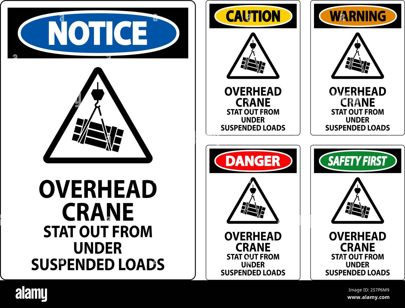 Caution Sign, Overhead Crane Suspended Loads Stock Vector Image & Art ...