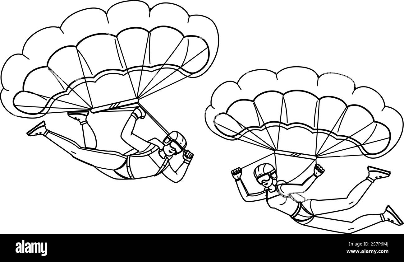 skydiver parachute vector. extreme skydiving, sky adrenaline, jump ...