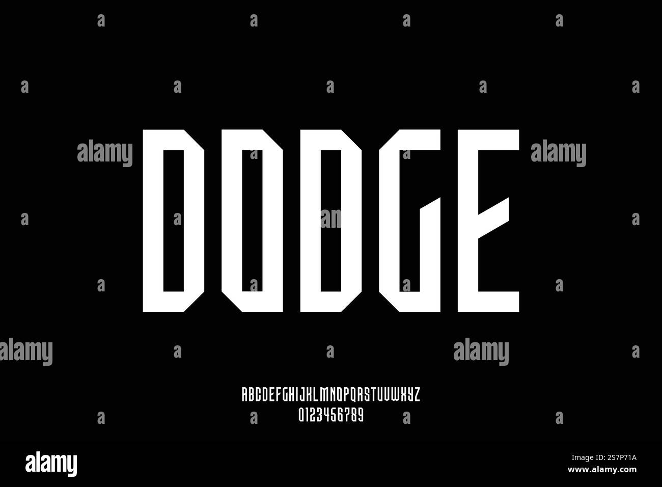 Geometric condensed alphabet display font vector. Modern thick typography style illustration ...