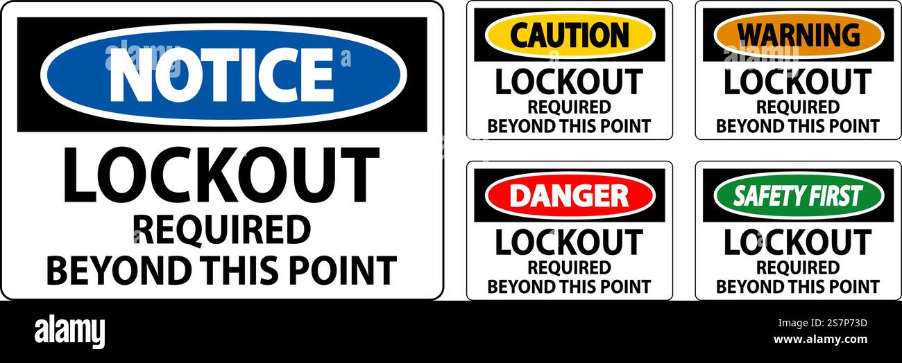 Danger Sign, Lockout Required Beyond This Point Stock Vector Image ...