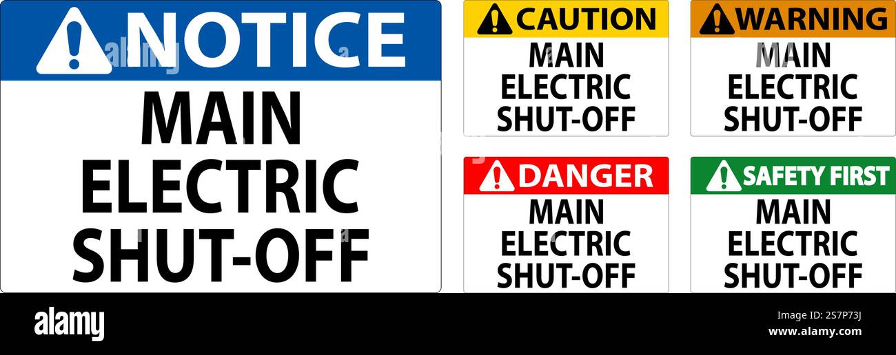 Caution Sign Main Electric Shut-Off Stock Vector Image & Art - Alamy