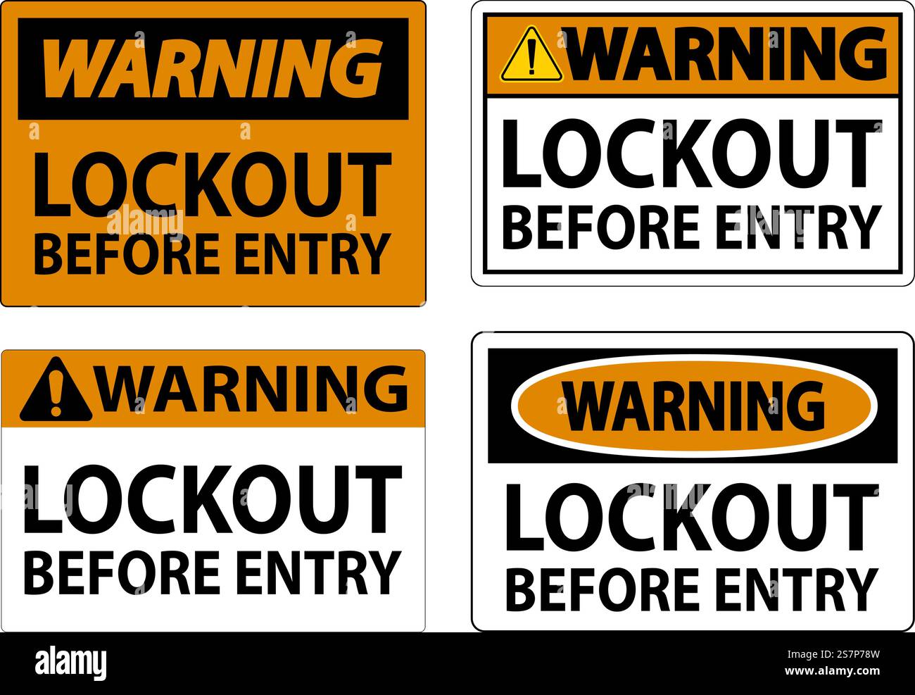 Warning Sign, Lockout Before Entry Stock Vector Image & Art - Alamy