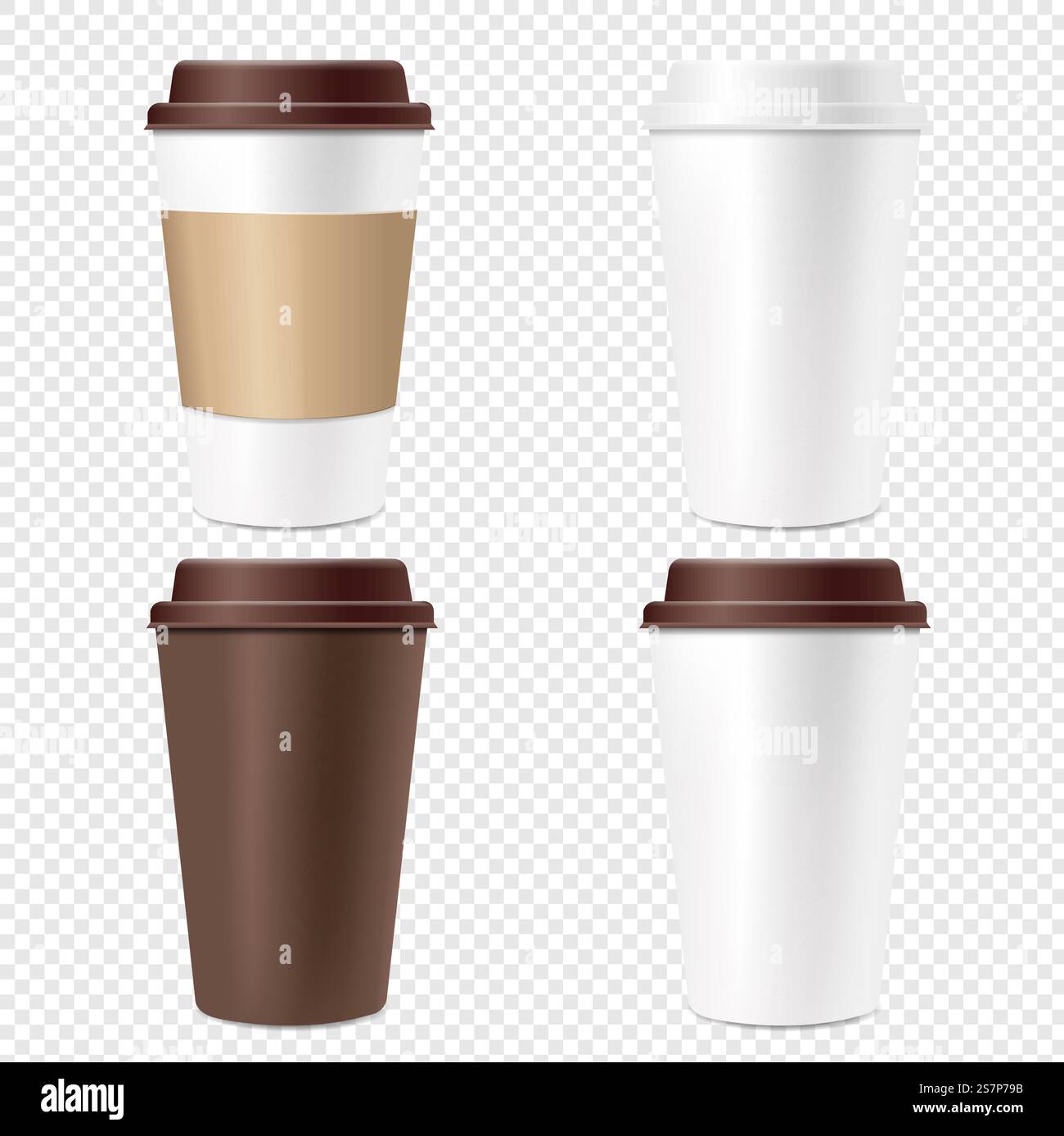 Coffee Cup Set Isolated Transparent Background With Gradient Mesh ...