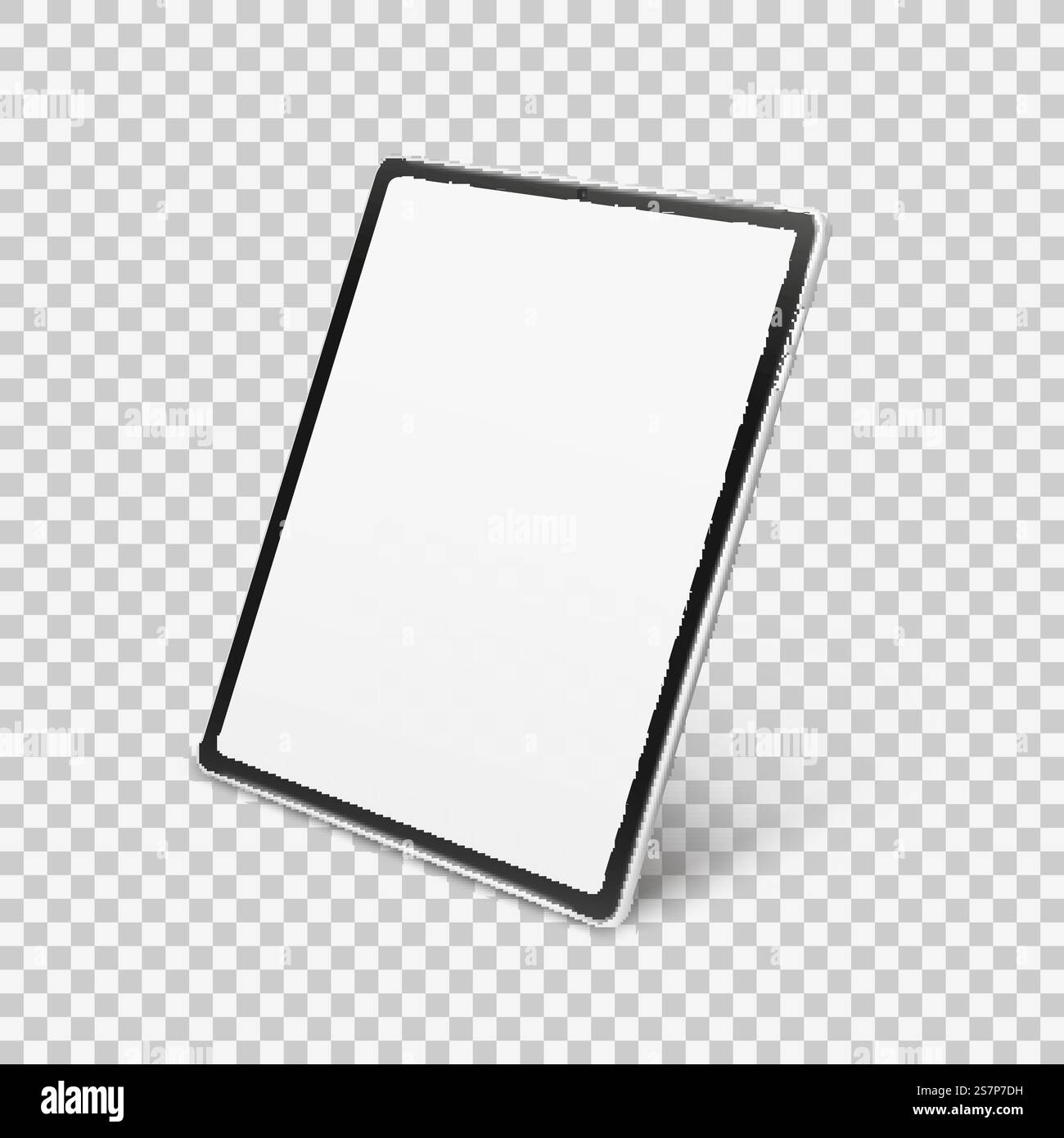 White realistic tablet mockup isolated on transparent checkered ...