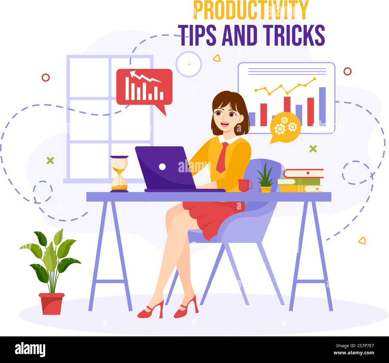 Productivity Tips and Trick Vector Illustration with Marketing Product for Effective ...