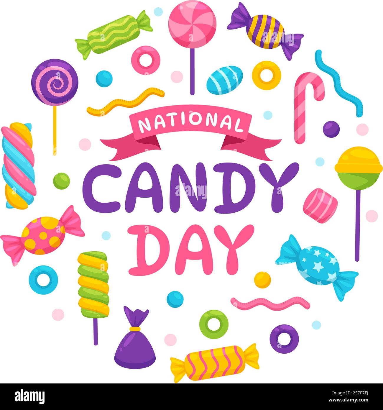 National Candy Day Vector Illustration with Different Types of Candies ...