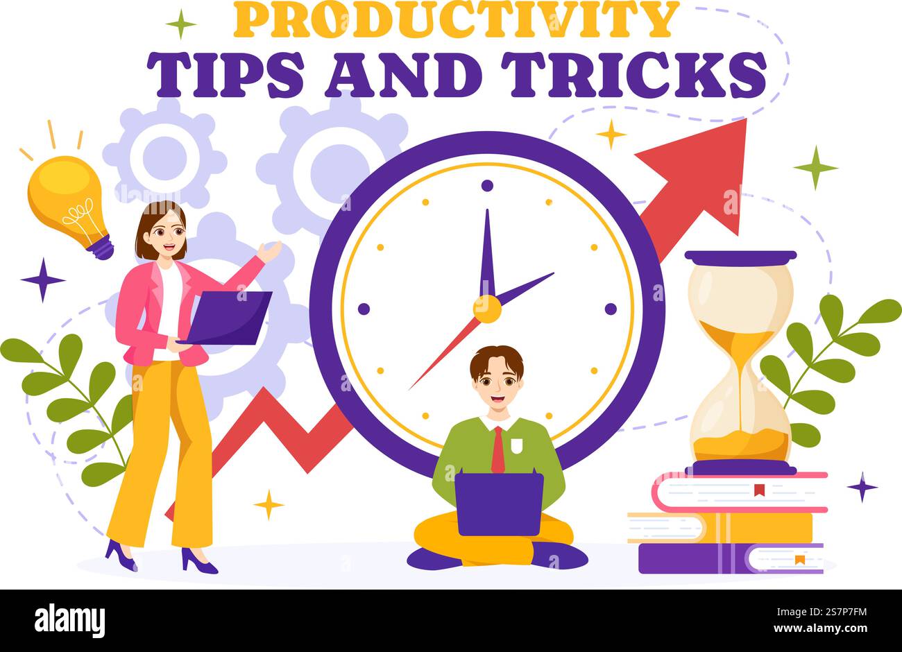 Productivity Tips and Trick Vector Illustration with Marketing Product ...