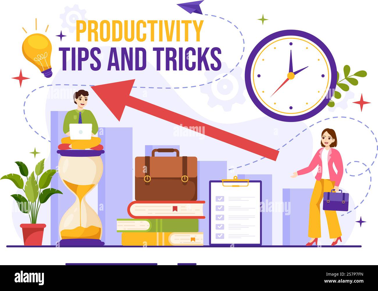 Productivity Tips and Trick Vector Illustration with Marketing Product ...