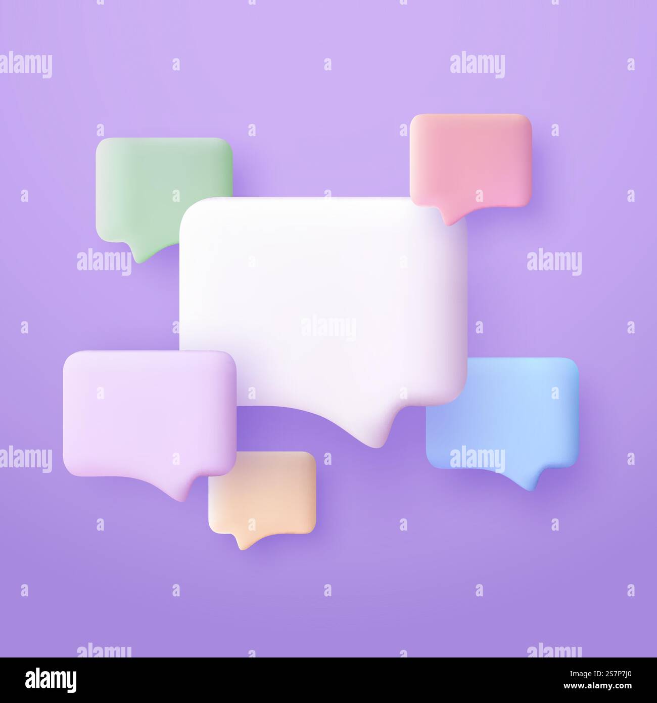 3d speech bubbles in various colors. Set of dialogue bubbles. Chat ...
