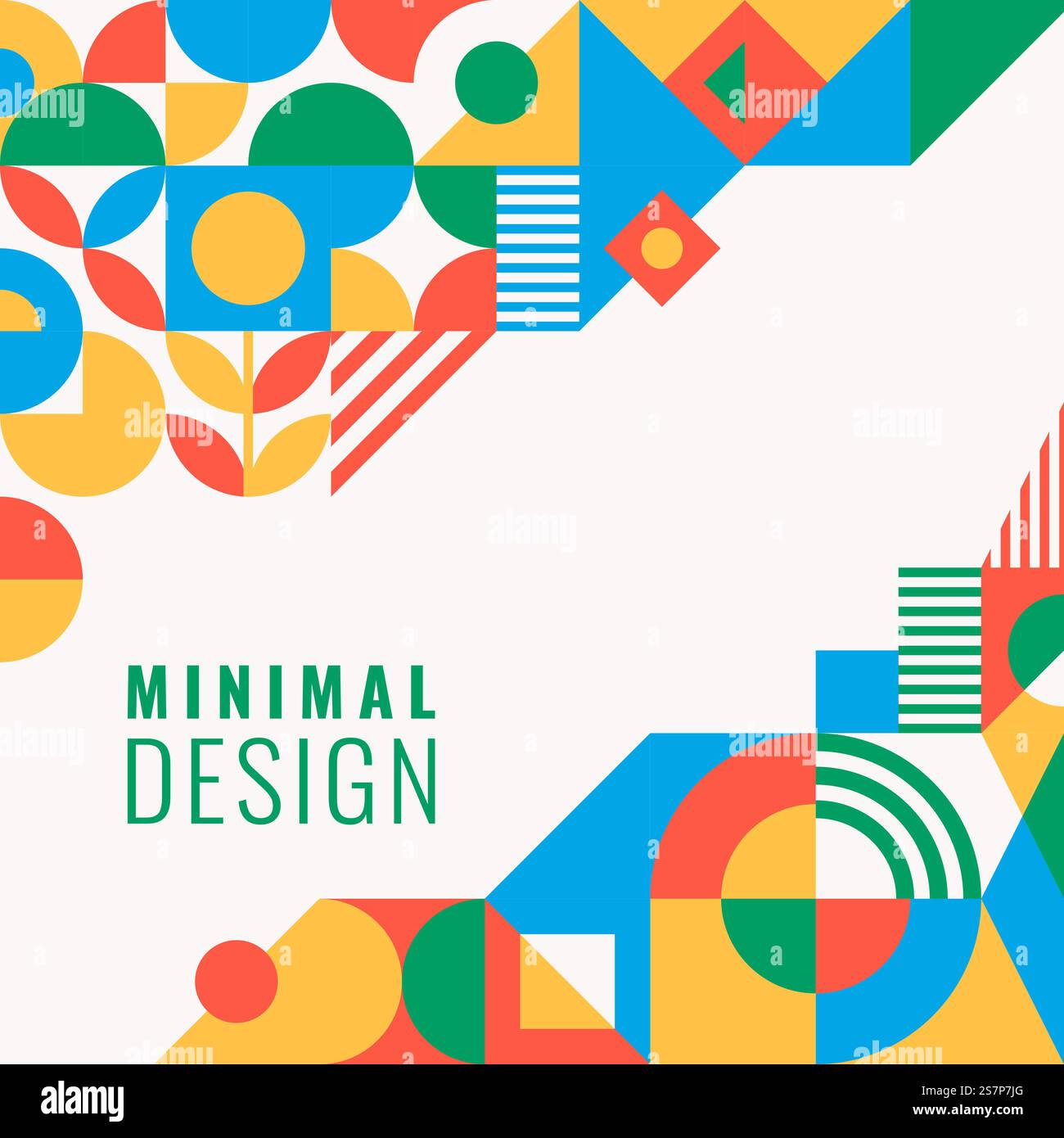 Bauhaus inspired poster with square figures and text. Minimal modern ...