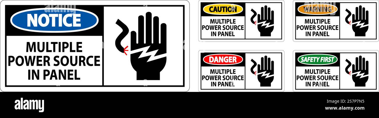 Danger Sign Multiple Power Source In Panel Stock Vector Image & Art - Alamy