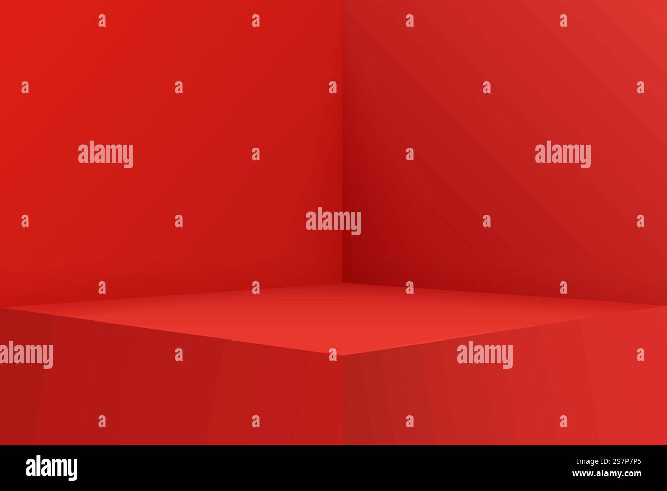 Empty red corner podium. Award ceremony concept. Geometry shape ...