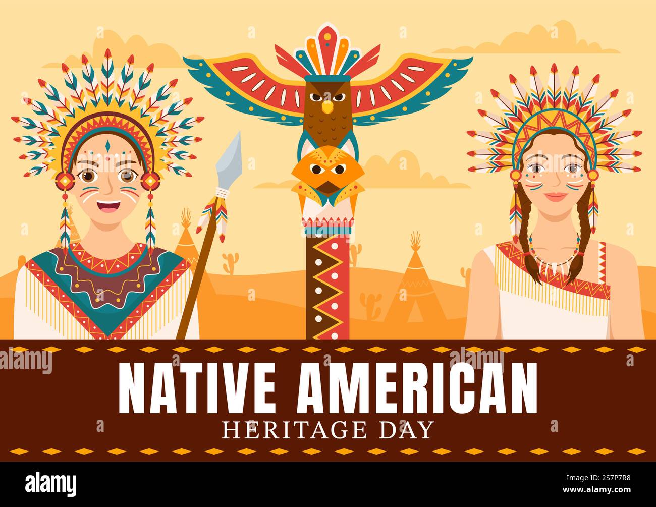 Native American Heritage Month Day Vector Illustration with Celebrate ...