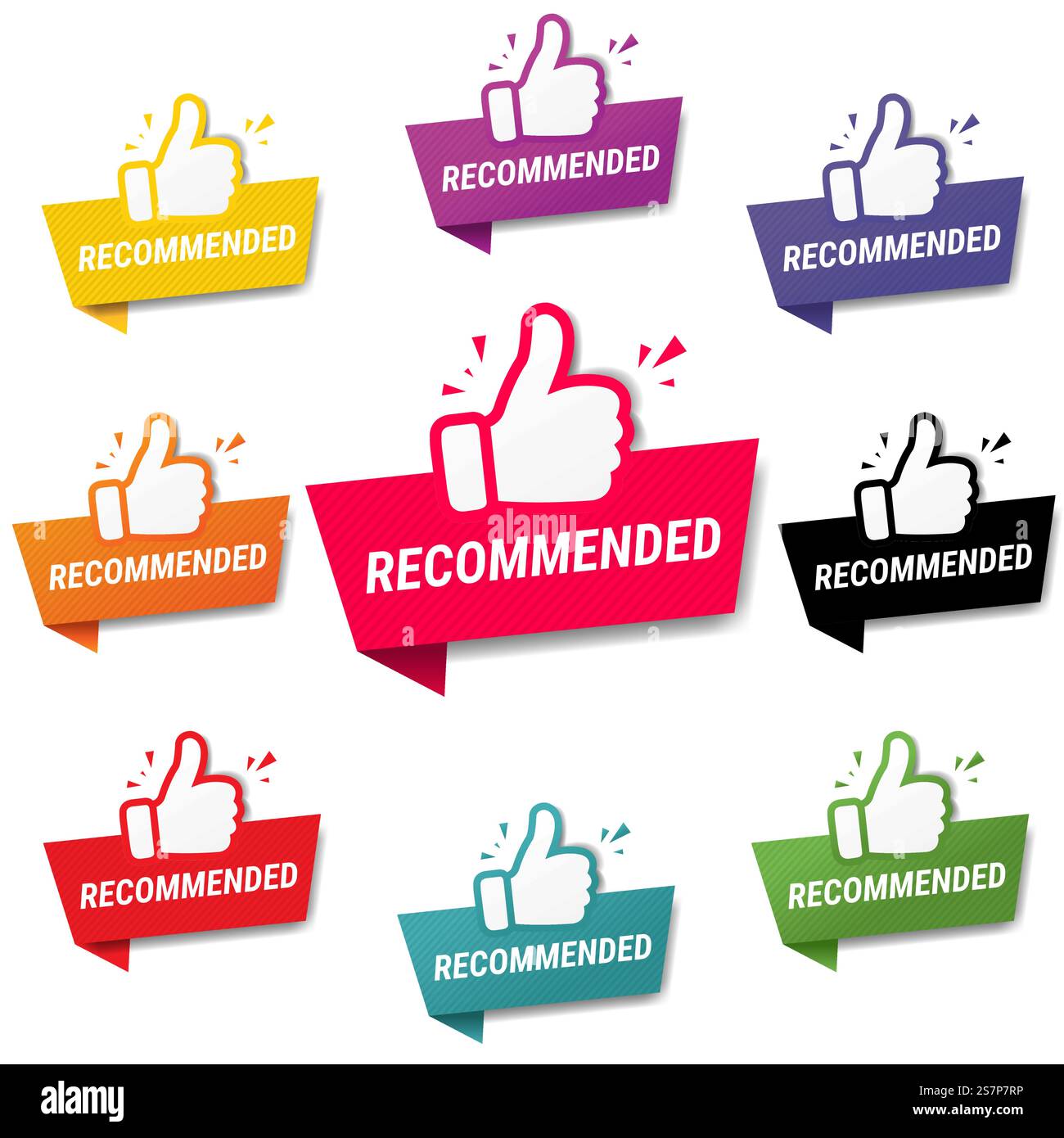 Banner Recommended With Thumbs Up With Gradient Mesh, Vector ...