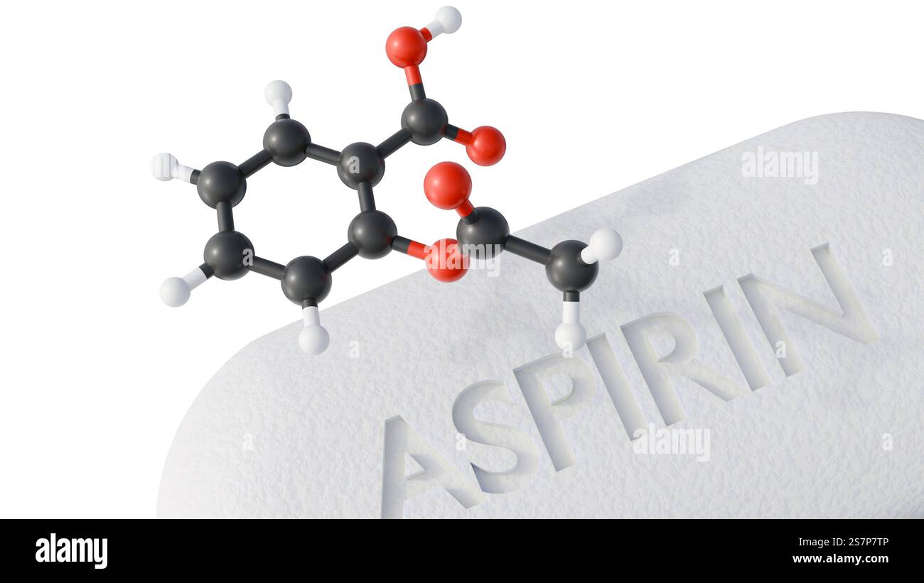 3d rendering of aspirin drugs and floating acetylsalicylic acid ...