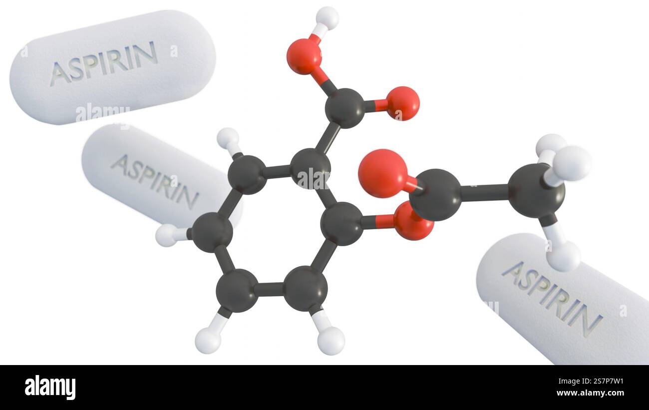 3d rendering of aspirin drugs and floating acetylsalicylic acid ...