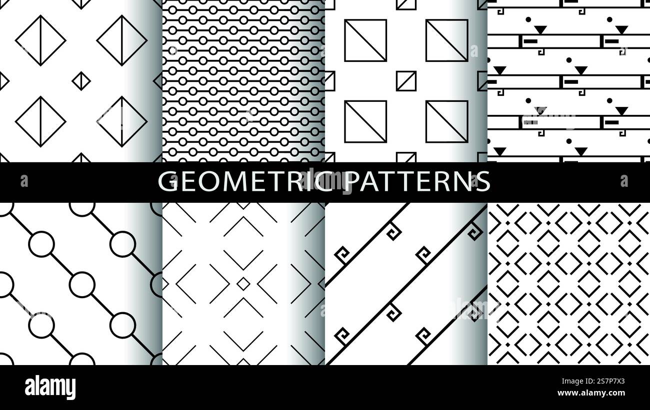 A set of seamless geometric patterns.Vector illustration Stock Vector Image & Art - Alamy