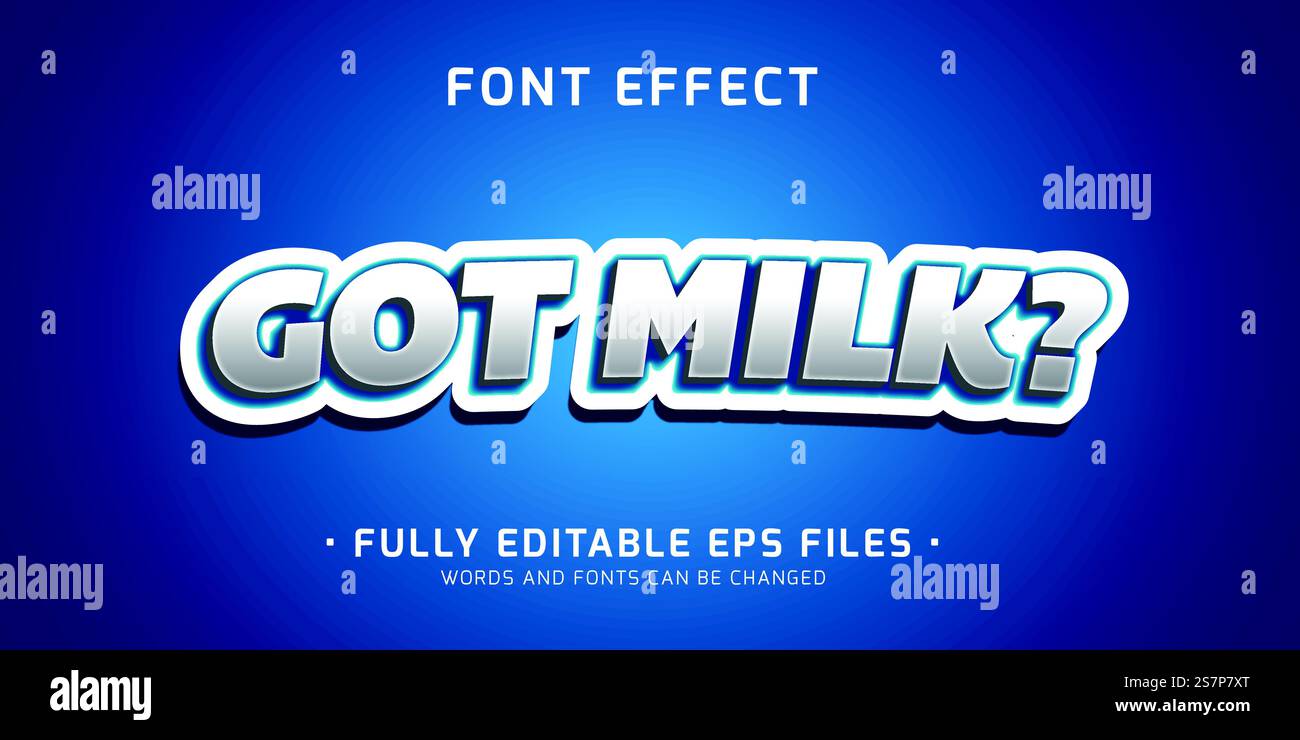 3d style text effect of milk text effect Stock Vector Image & Art - Alamy