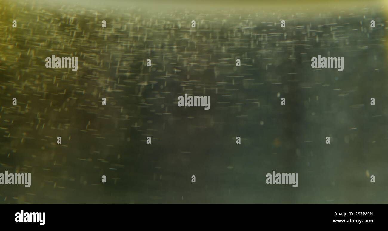 Defocused mixing particle. Light dust diffusion. Colored liquid. Rays pass through water ...