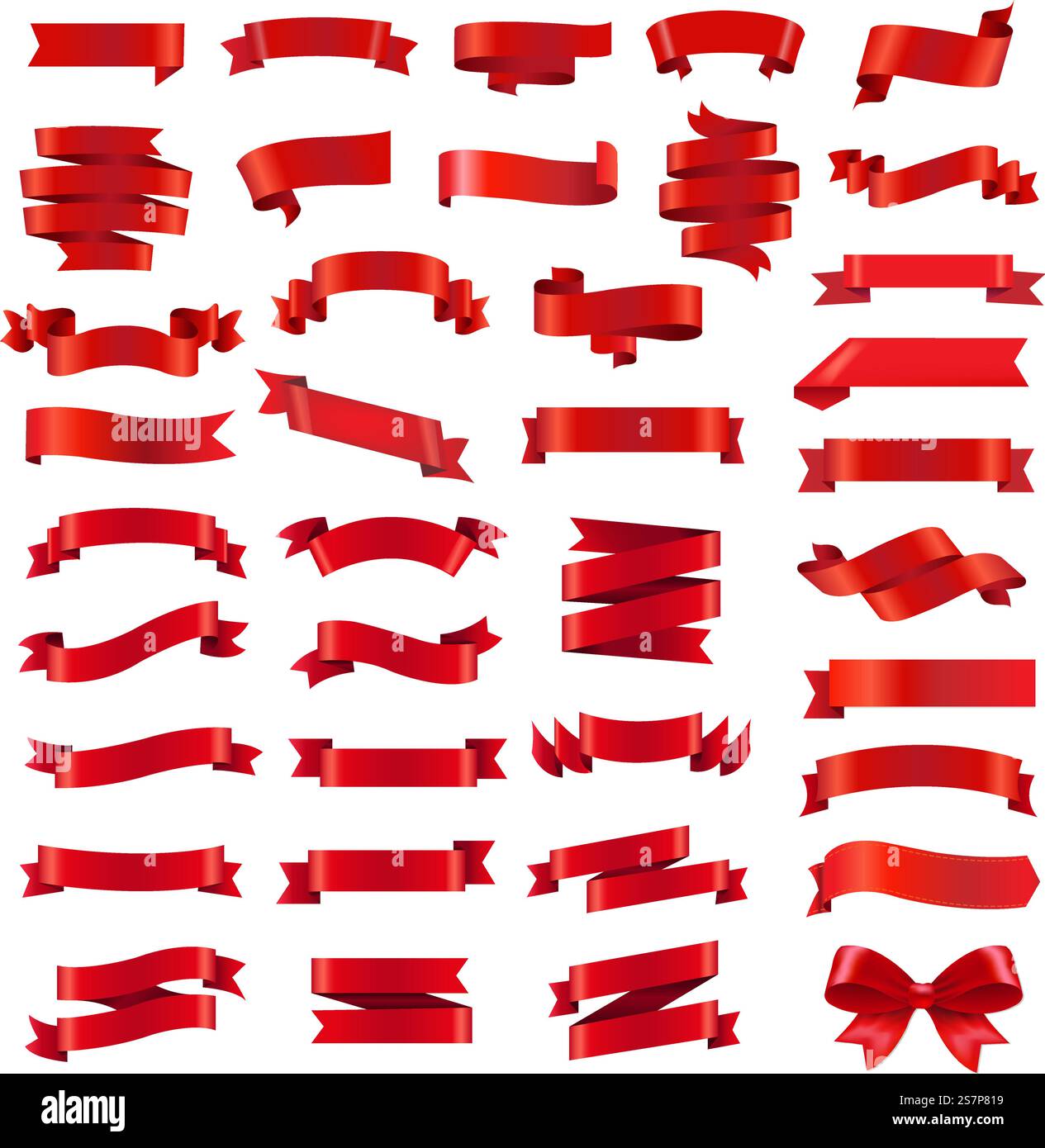 Red ribbon set isolated white background with gradient mesh hi-res ...