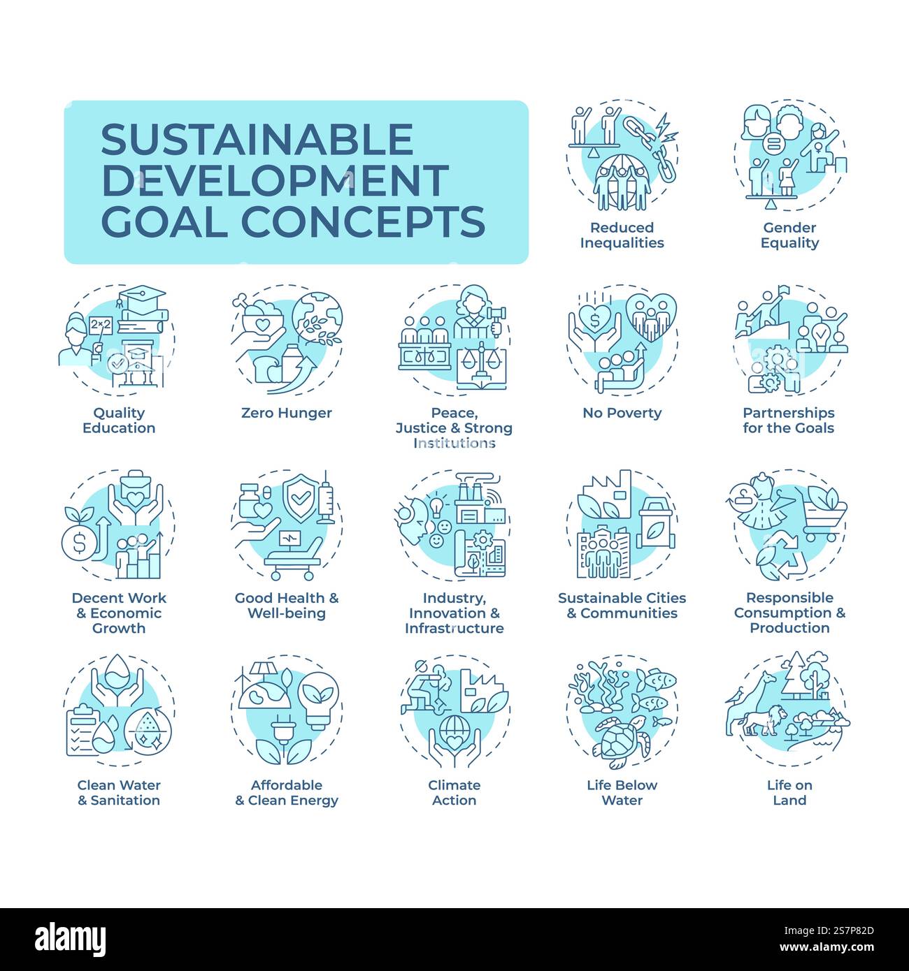 Sustainable development goal soft blue concept icons Stock Vector Image ...