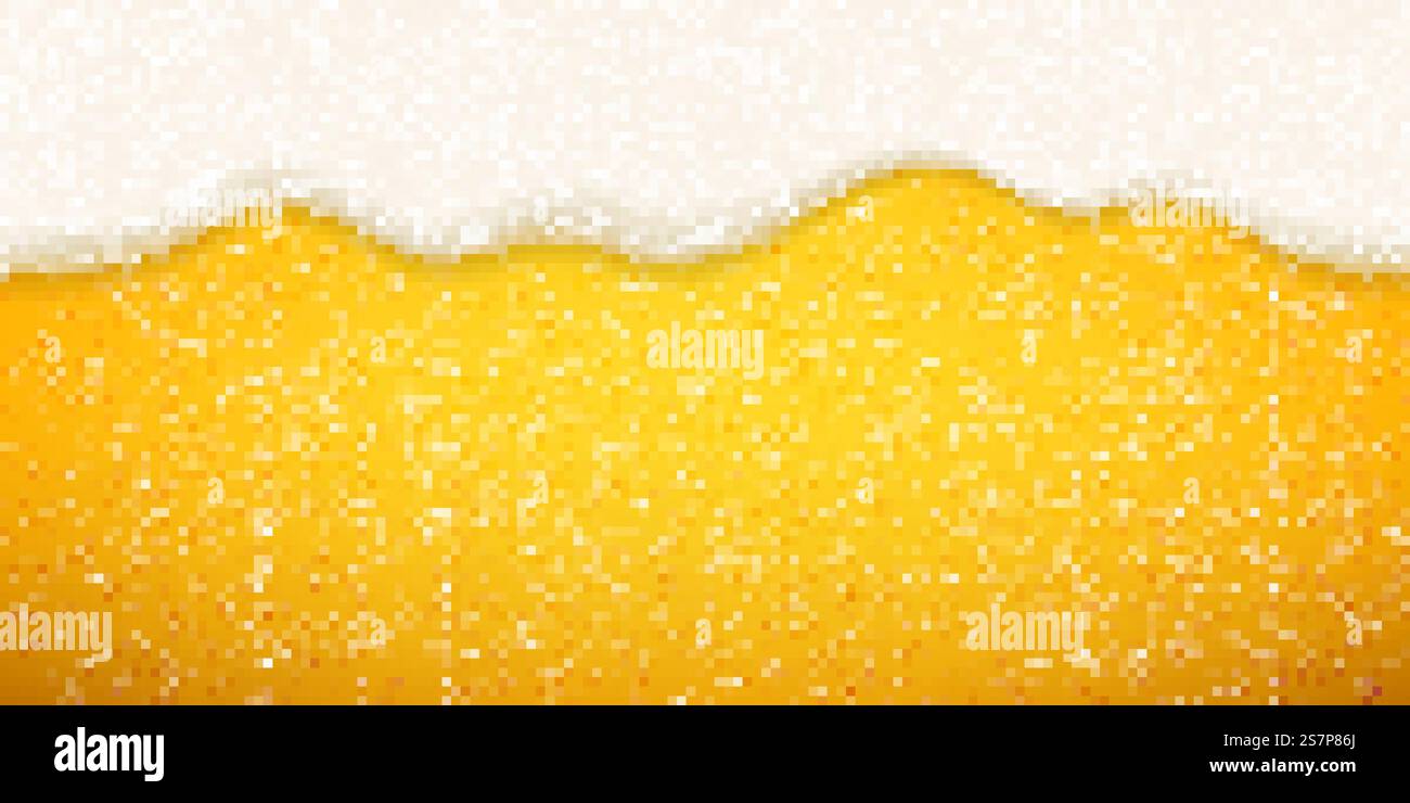 Beer foam bubbles background. Vector seamless realistic craft beer flowing foam with sparkling ...