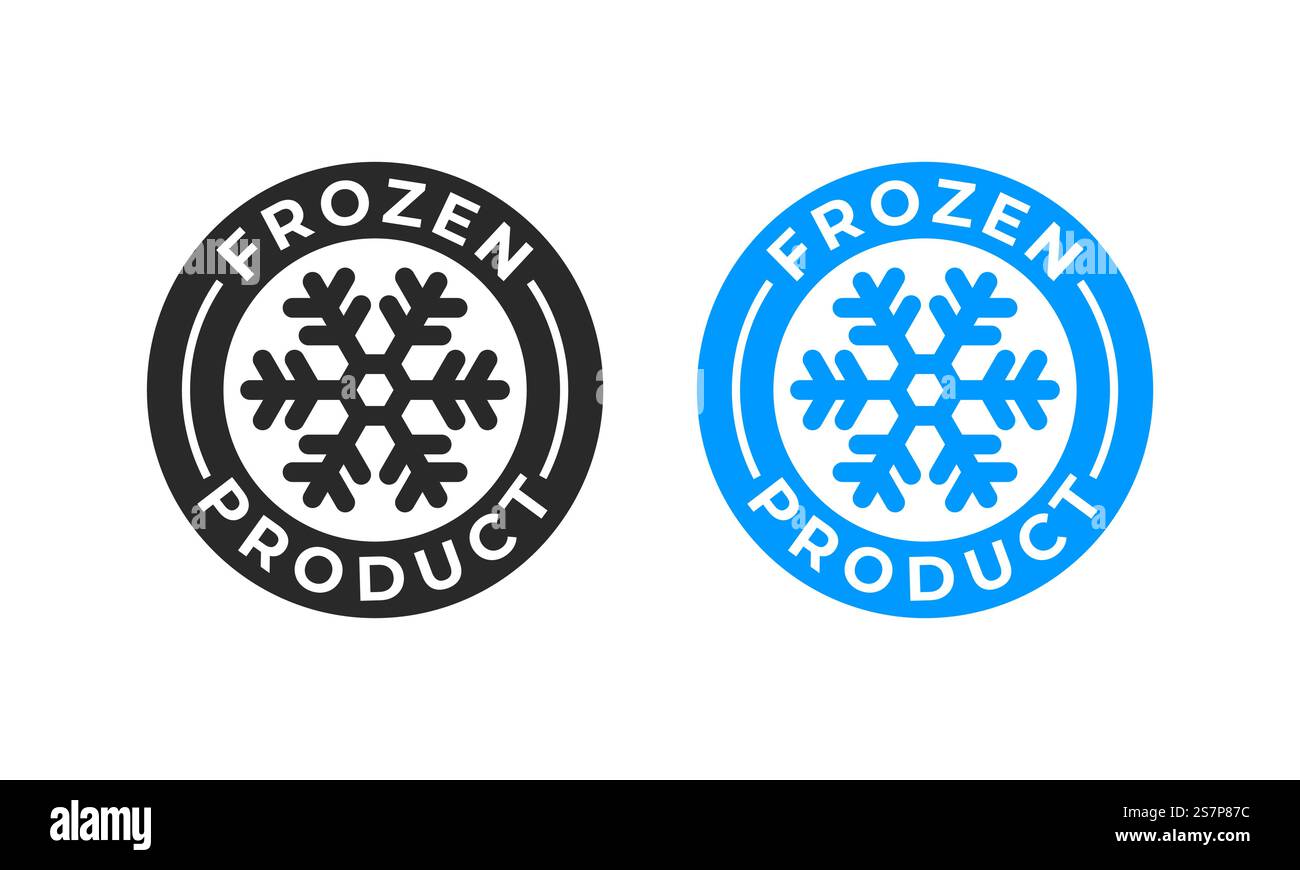Frozen product vector food package label. Fresh frozen product ...