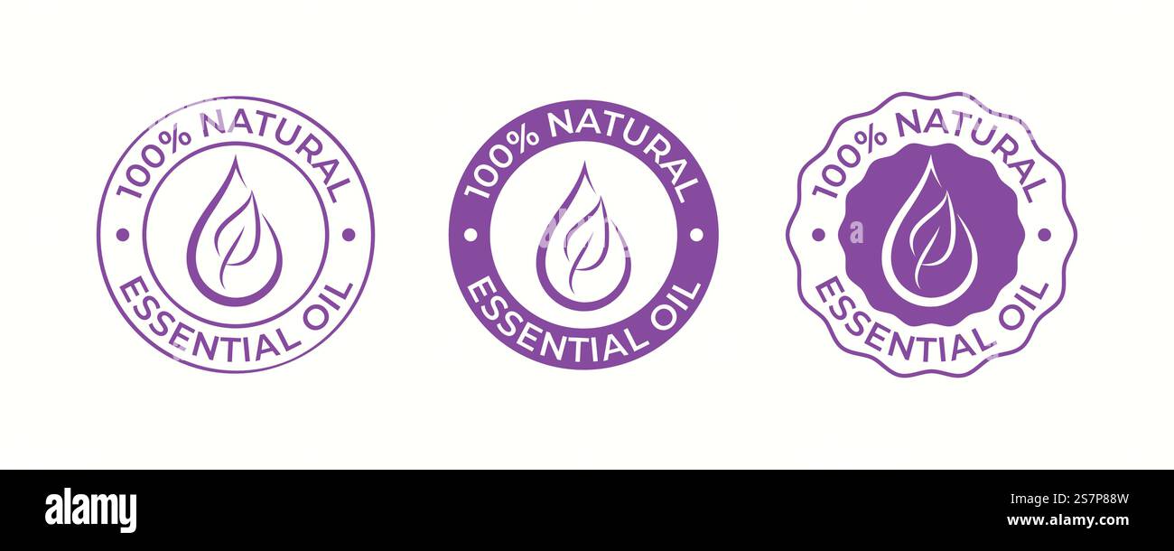Essential oil drop and leaf icon for beauty and skincare natural ...