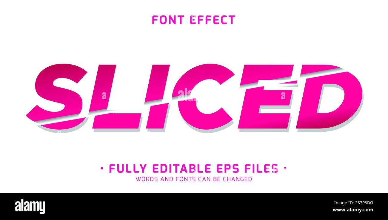 Sliced text effect. Editable font style Stock Vector Image & Art - Alamy