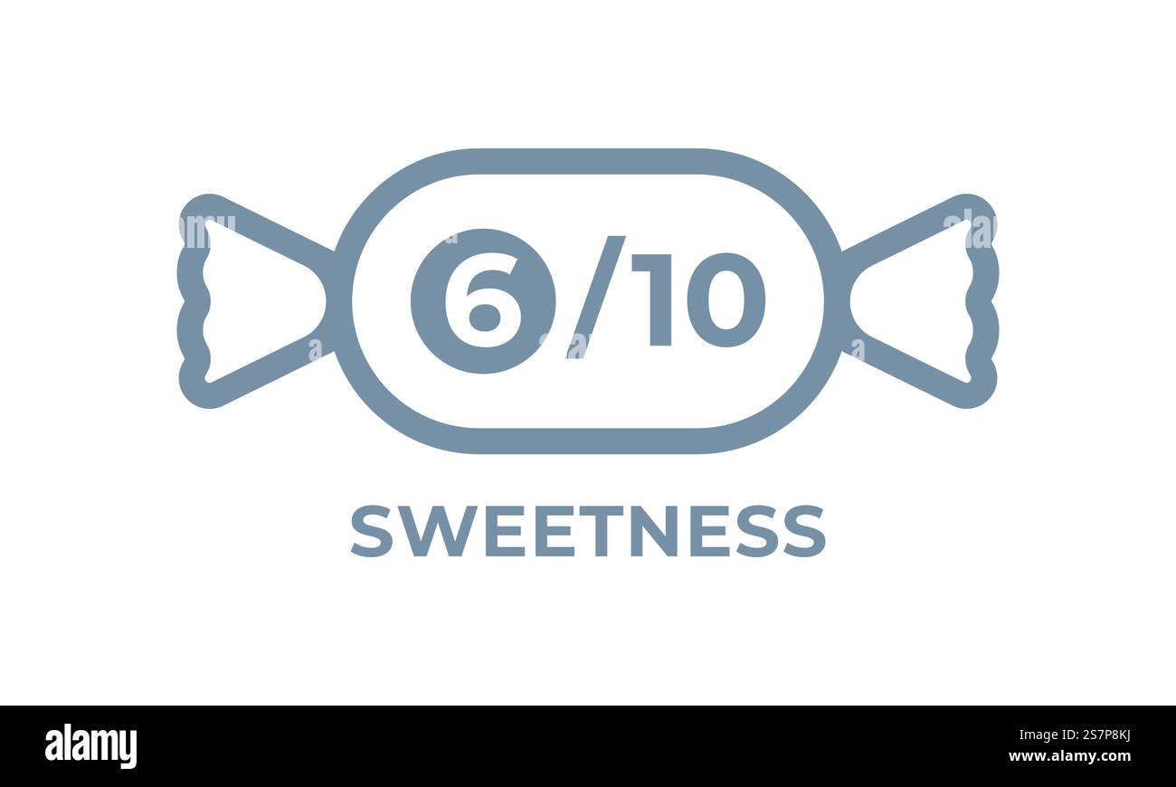 Sweetness level vector food package label. Product sugar sweet level ...