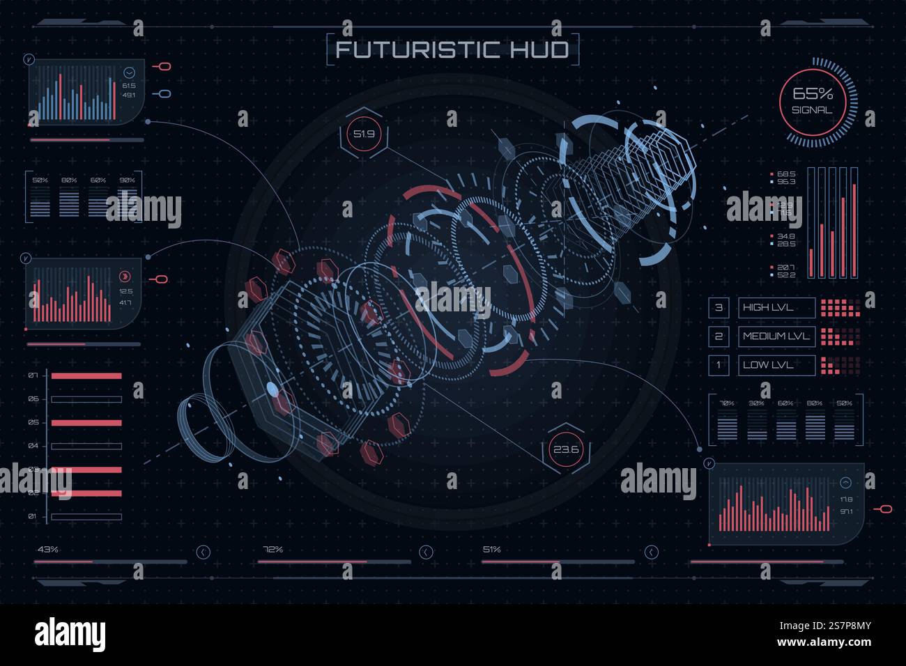 Futuristic HUD style isometric element. Game user interface. Set of futuristic high-tech element ...