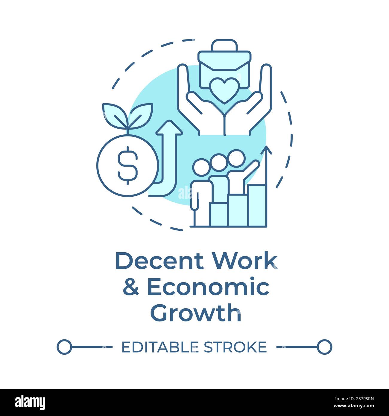 Decent work and economic growth soft blue concept icon Stock Vector ...