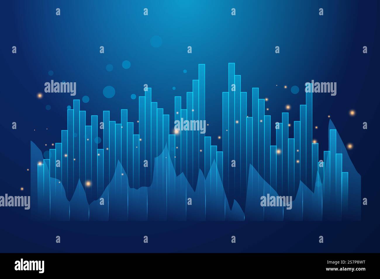 Glowing vector chart of investment financial data. Analysis indicators ...