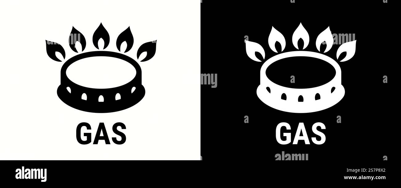Gas icon, cooking stove hob or oven cooker vector symbol. Gas fire ...